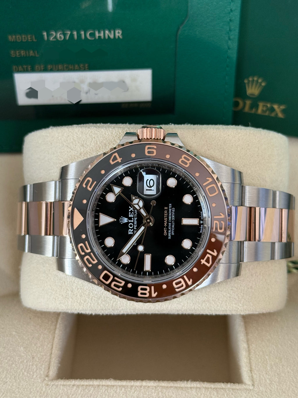 Pre-owned Rolex GMT Master II RootBeer Bi-Metal 126711CHNR 2024 Comple ...