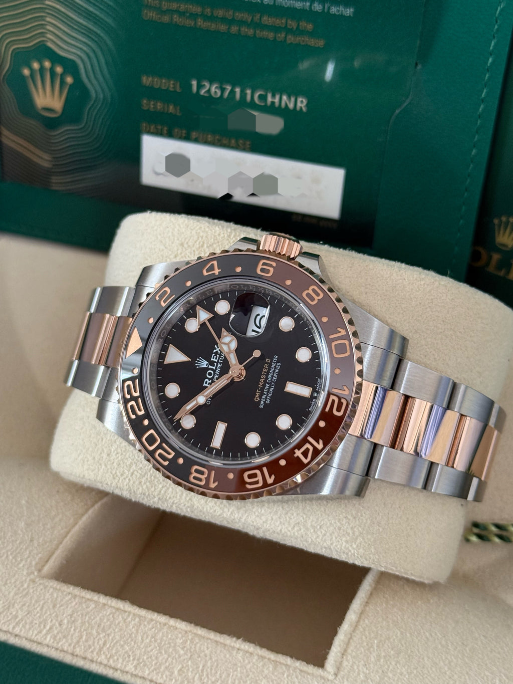 Pre-owned Rolex GMT Master II RootBeer Bi-Metal 126711CHNR 2024 Comple ...